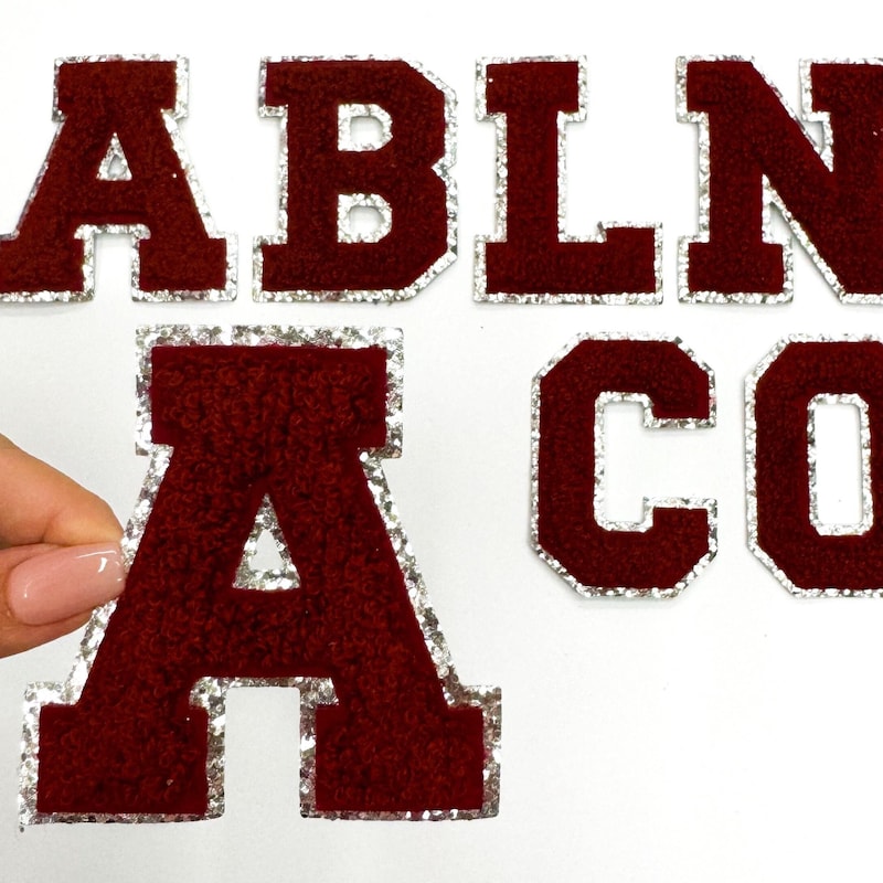 Embroidered Letter Maroon - Etsy