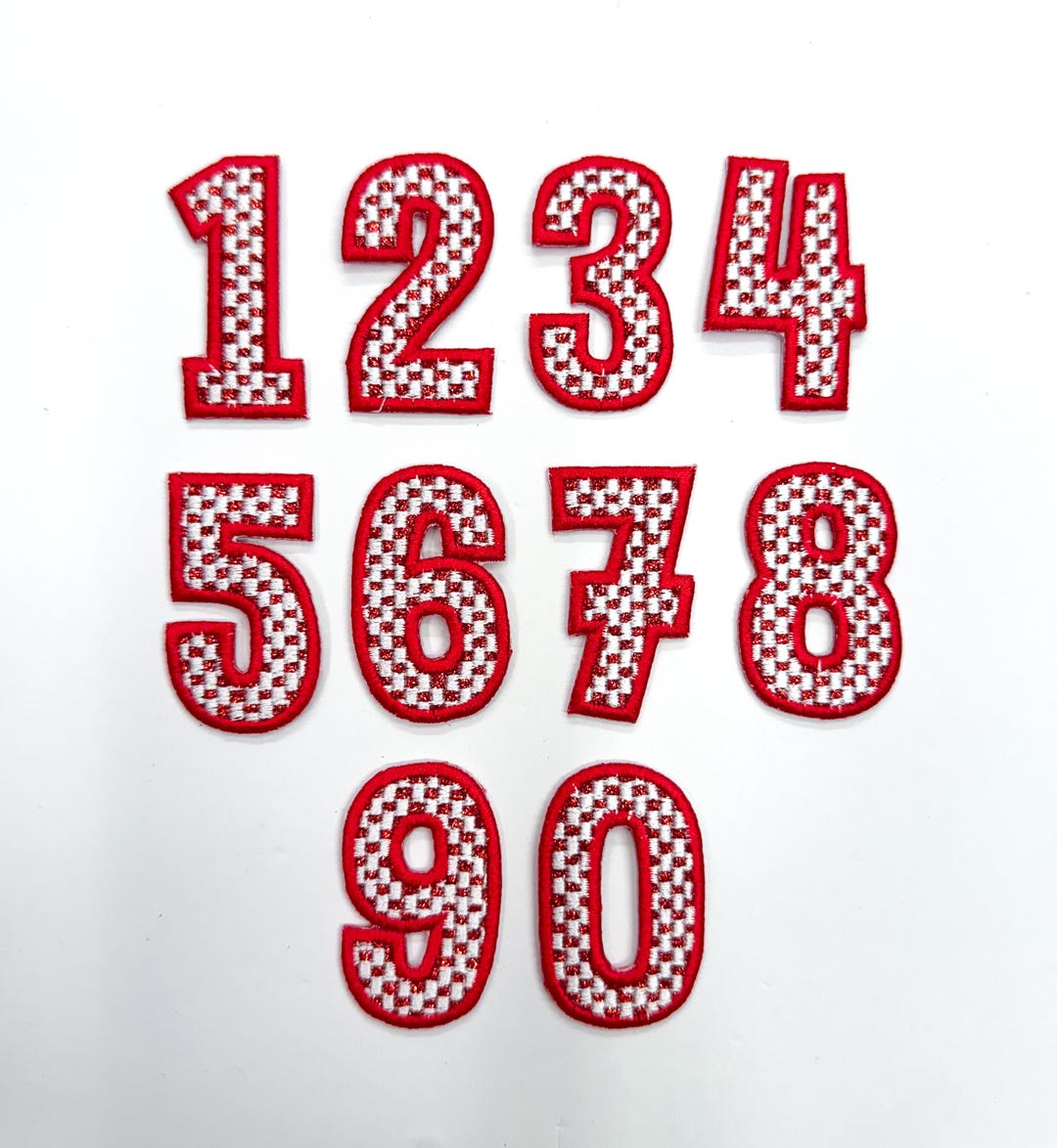 Red Checkered Number Patch, Iron on Number, Small Patch Numbers ...