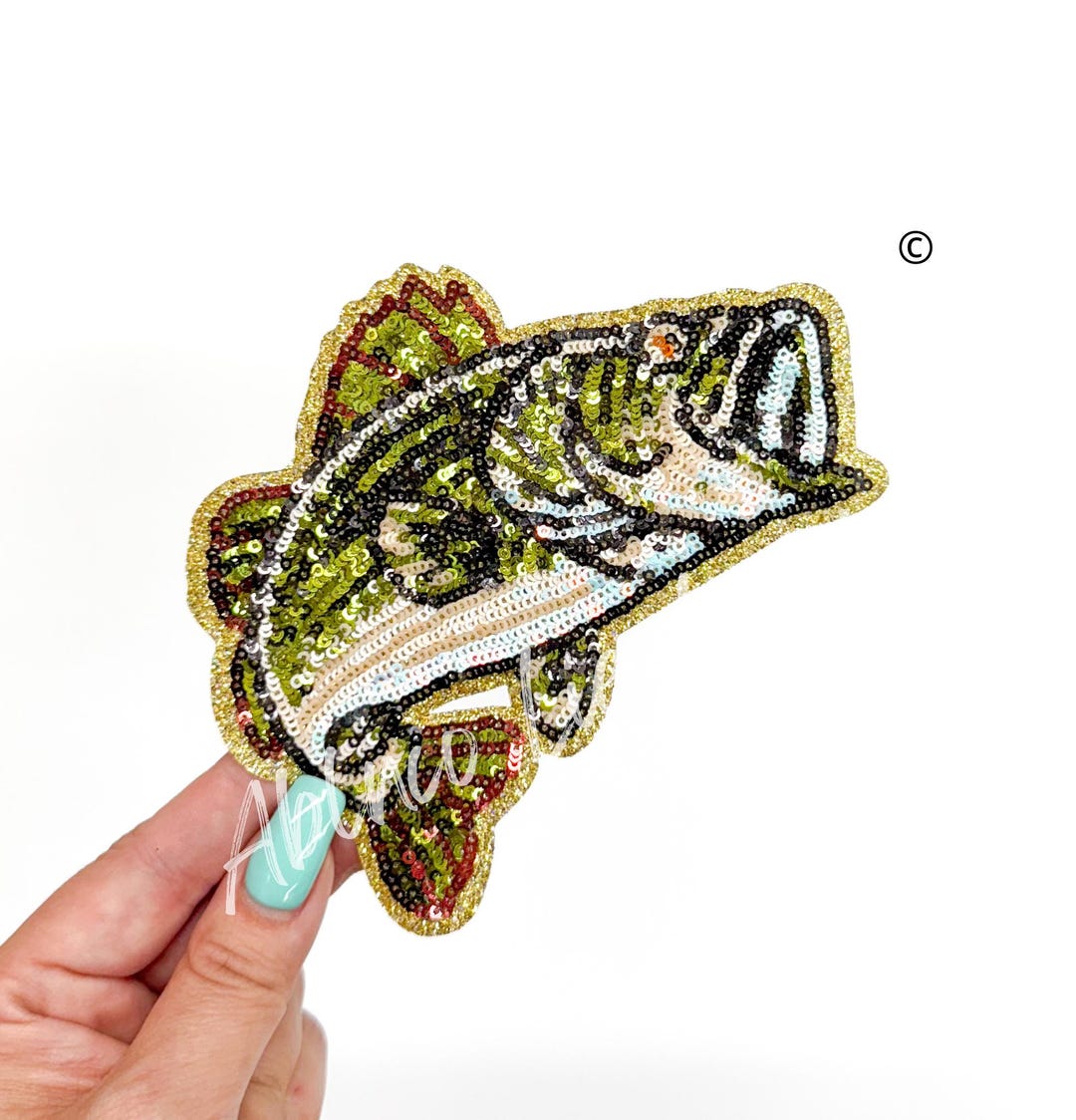 Bass Patch, Small Bass Patch, Fish Patch, Trucker Hat Patches, Sequin ...