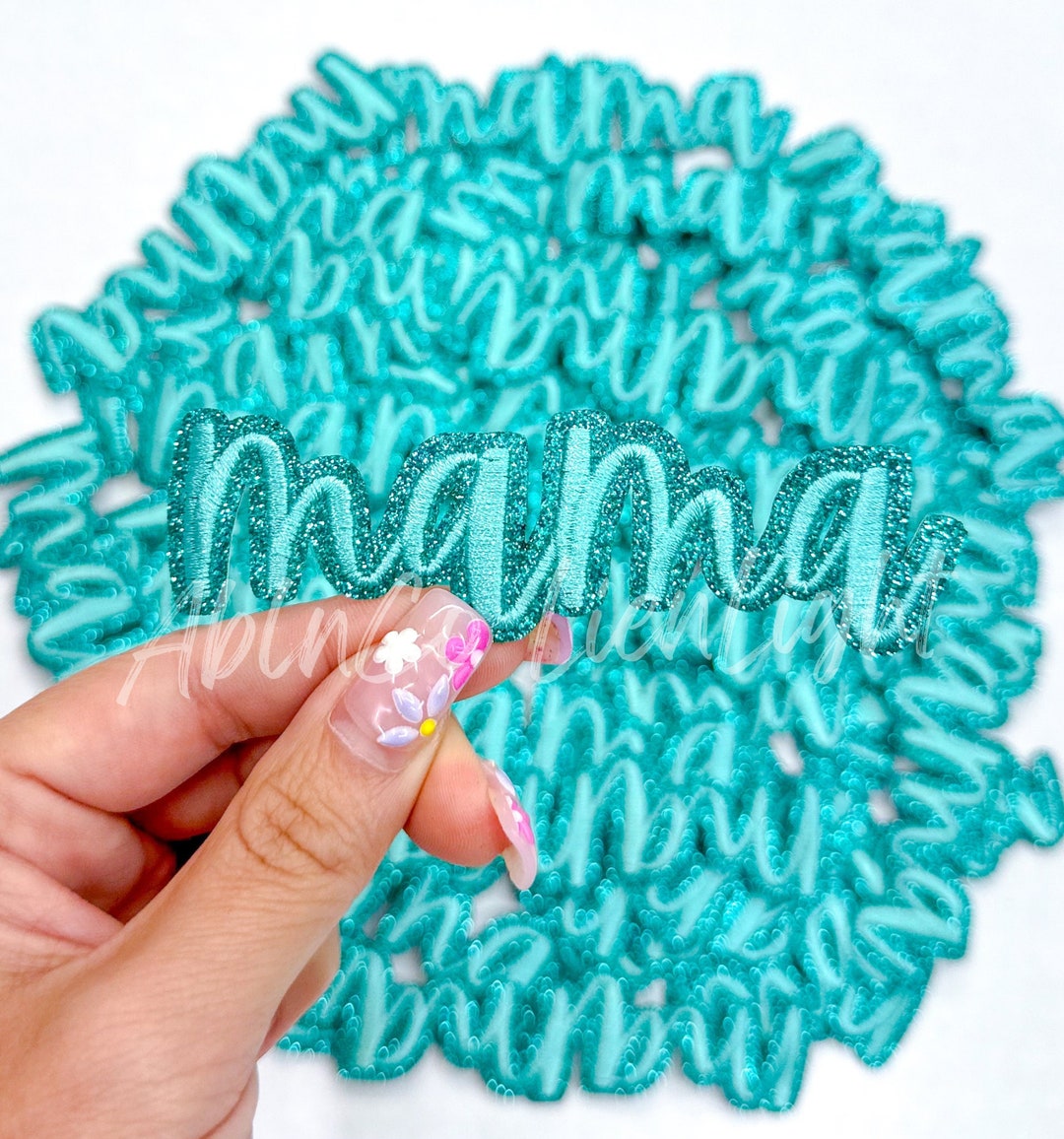 Mama Patch, Mama Cursive Patch, Trucker Hat Patches, Turquoise Patch ...