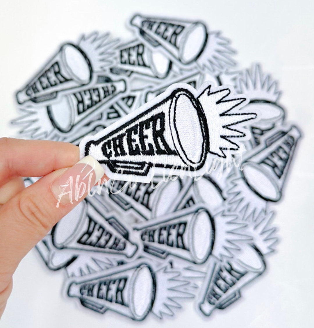 White Cheer Patch, Cheer Patch, Megaphone Patch, Game Day Patch ...