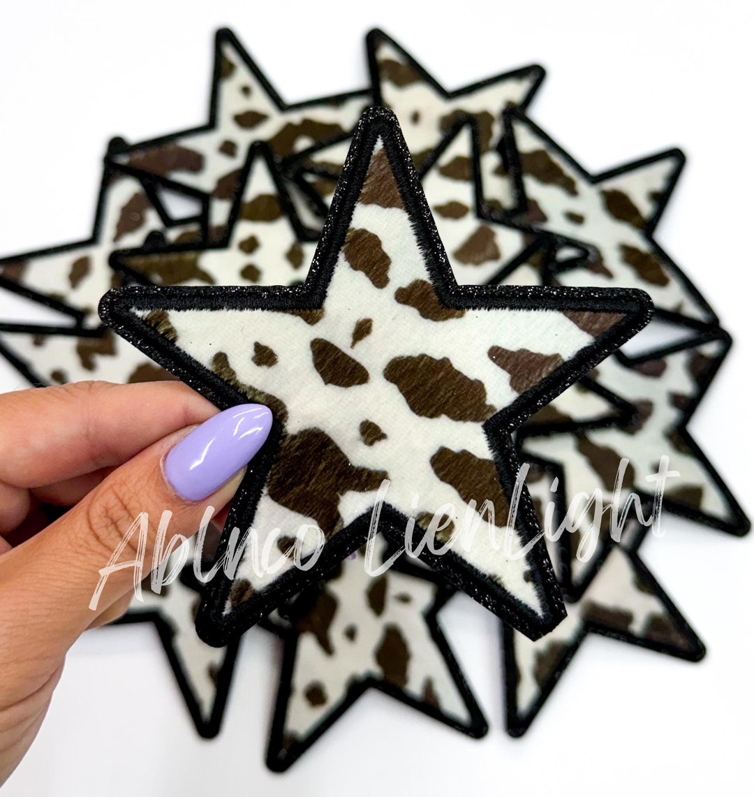 Cow Print Star Iron-on Patch: Western Rodeo Trucker Hat Applique - Etsy