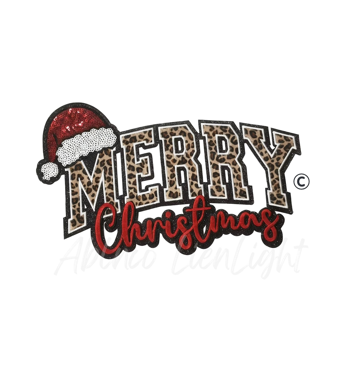 Merry Christmas Cheetah Sequin Iron-on Patch (10.5" W * 6.6" H) - Etsy