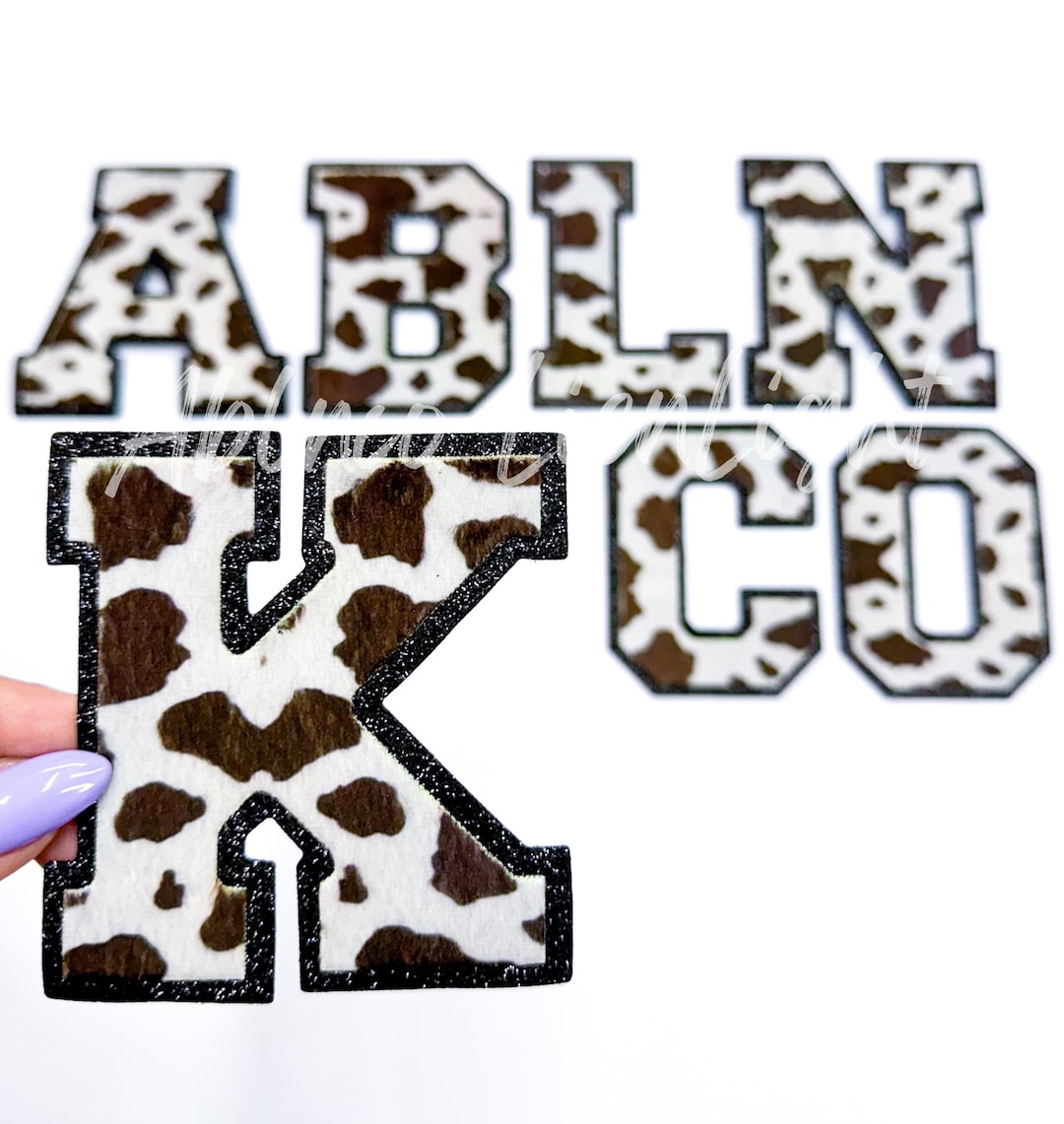 Cow Print Letter Patch, Cow Print Patch, Cow Letters Iron on Patch ...