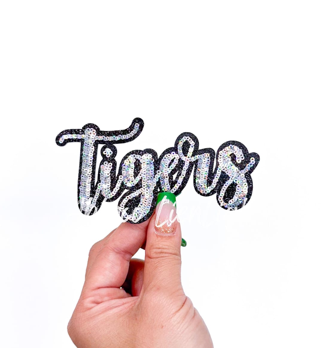 Sequin Tigers Patch: Iron on Cursive Letter Mascot Patch (4.25” L) - Etsy