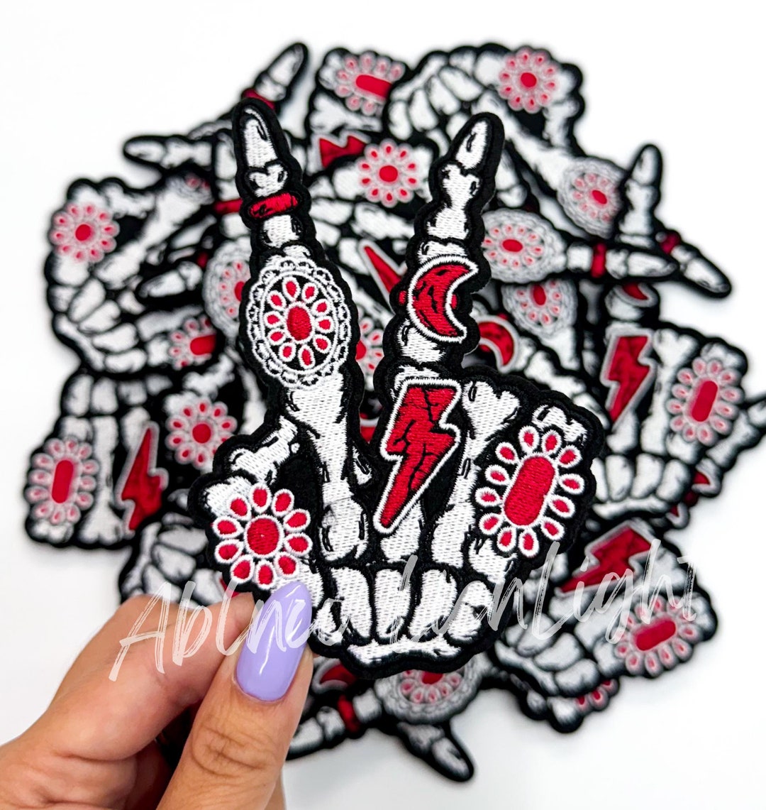 Red Skeleton Hand Patch, Trucker Hat Patches, Turquoise Jewelry Patch ...