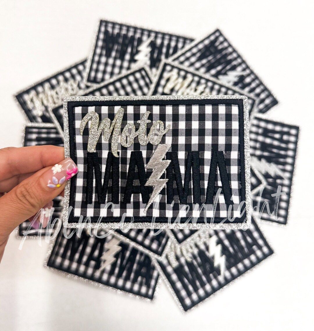 Moto Mama Patch, Checkered Patch, Trucker Hat Patches, Racing Patch ...