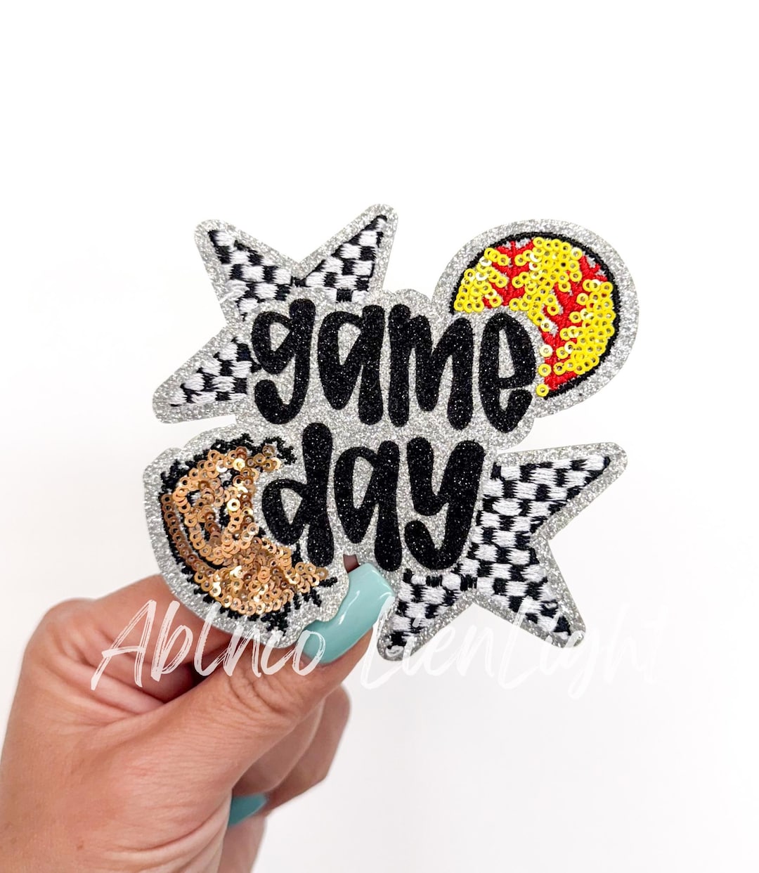 Softball Game Day Sequin Iron on Patch - Trucker Hat Patch - Etsy