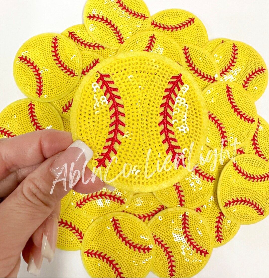 Sequin Softball Patch: Iron on Applique, Game Day Patch (3") - Etsy