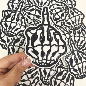 Middle Finger Skeleton Patch: Funny Embroidered Iron on Applique - Etsy