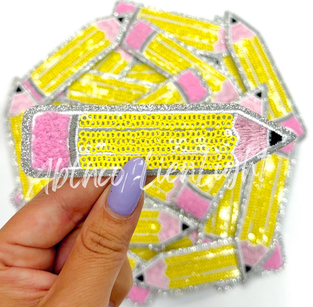 Sequin Pencil Patch: Teacher Iron-on Embroidery Patch (4” X 1.2”) - Etsy