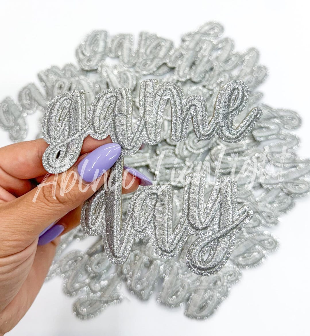 Silver Game Day Cursive Script Sticker Patch: Stadium Bag Adhesive - Etsy