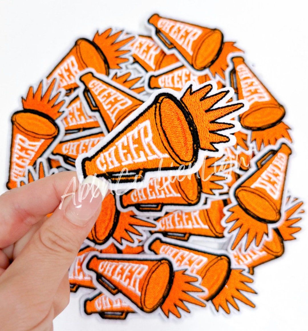 Cheer Patch, Cheer Iron on Patch, Orange Megaphone Patch, Game Day ...