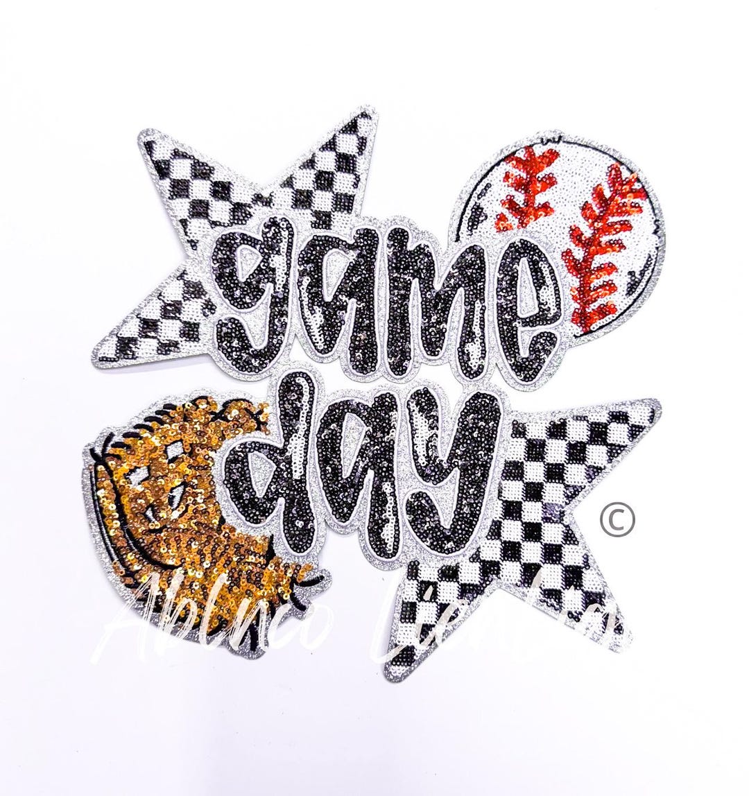 Baseball Game Day Patch, Baseball Patch, Sequin Baseball Patch, Big ...