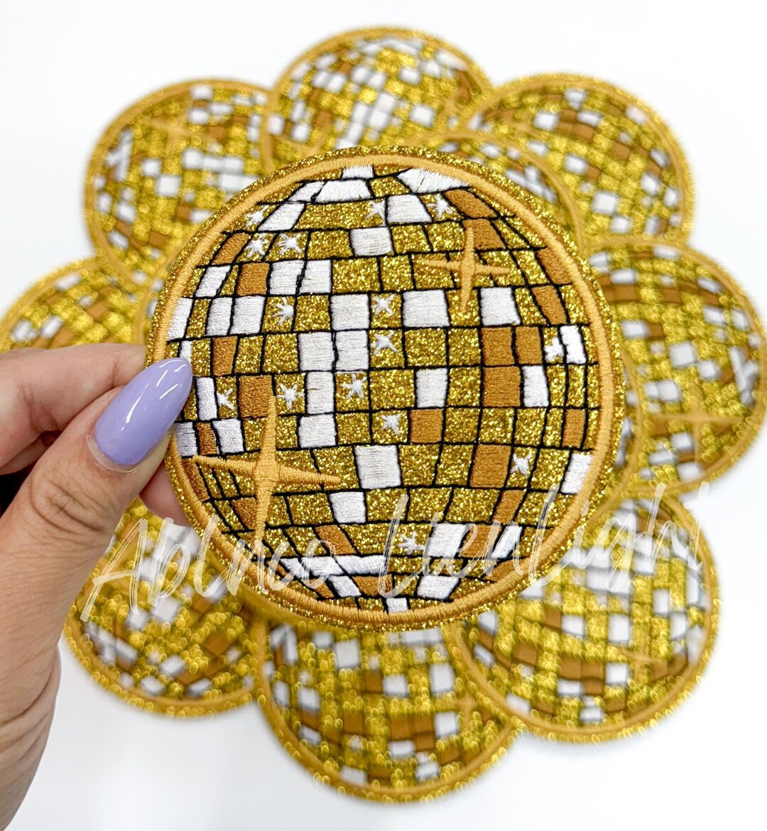 3.15” Disco Ball Patch, Gold Disco Ball Patch, Trucker Hat Patches ...