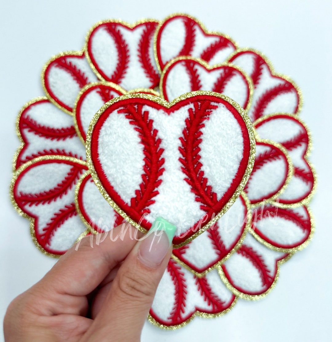 Baseball Patch, Baseball Heart Patch, Chenille Patch Iron On, Trucker ...