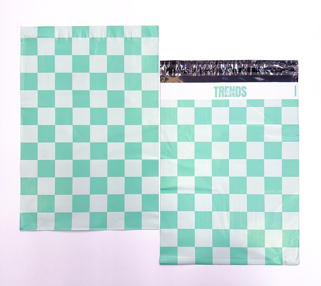 Teal Poly Mailer, Poly Mailers 10x13, Checkered Mailers, Happy Mail ...