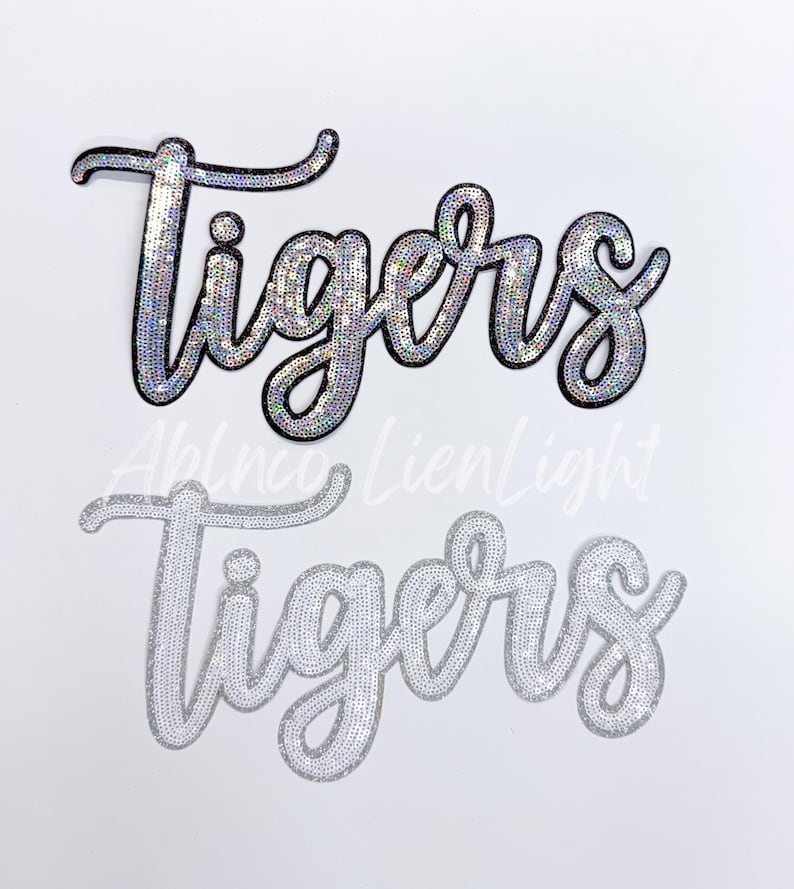 Sequin Tigers Patch: Cursive Iron on Applique (12” X 6.15”) - Etsy