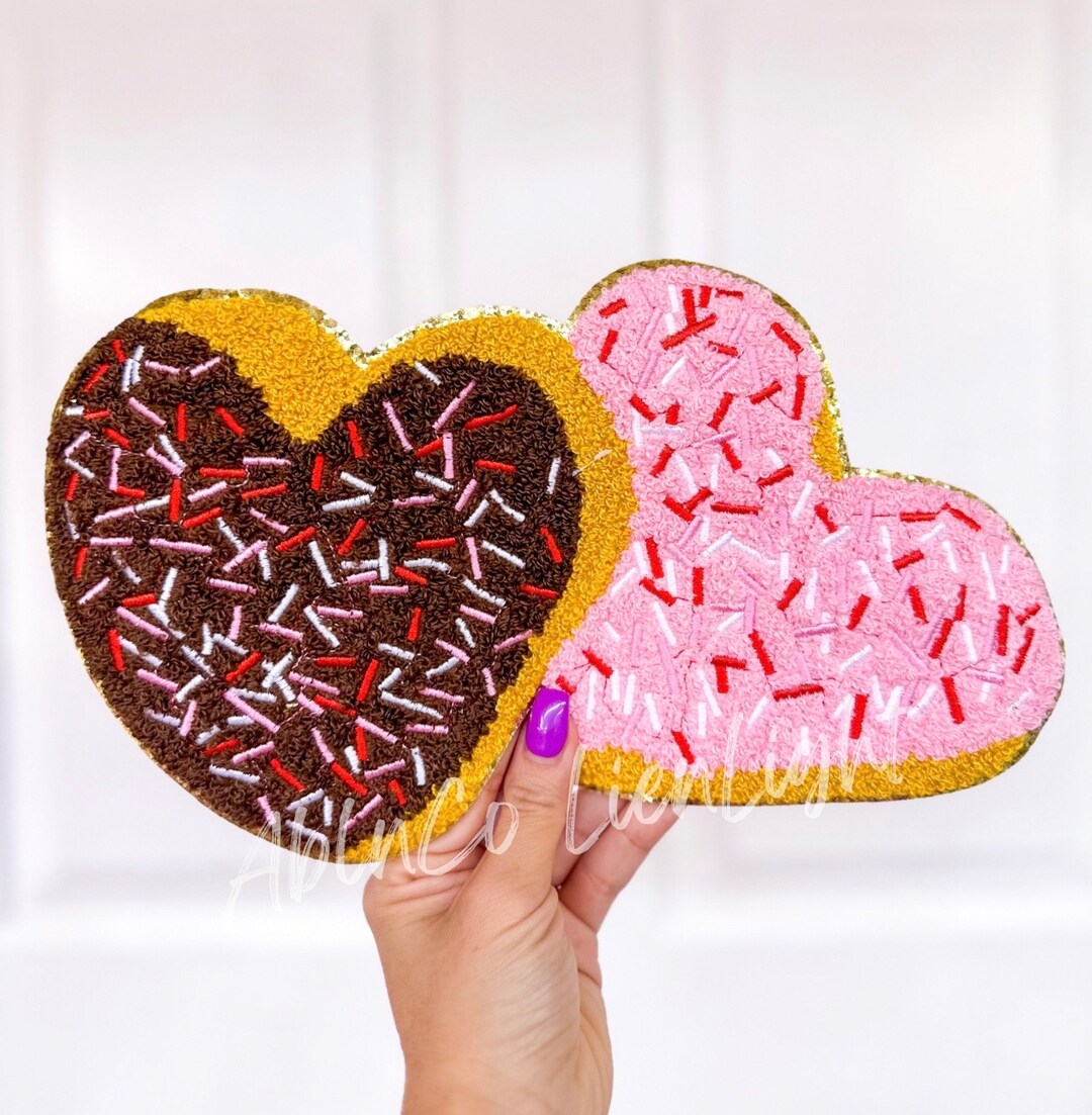 Valentine Chenille Patch Iron On, Donut Chenille Patch, Large Patches, Heart Cake Xoxo Trendy ...