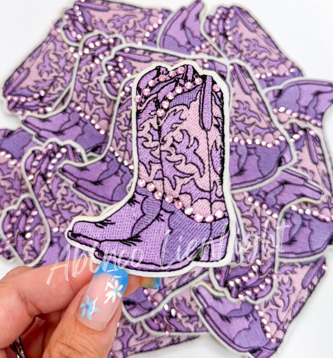 Purple Boot Patch, Cowboy Boot Patch, Rhinestone Boot Patch, Trucker ...