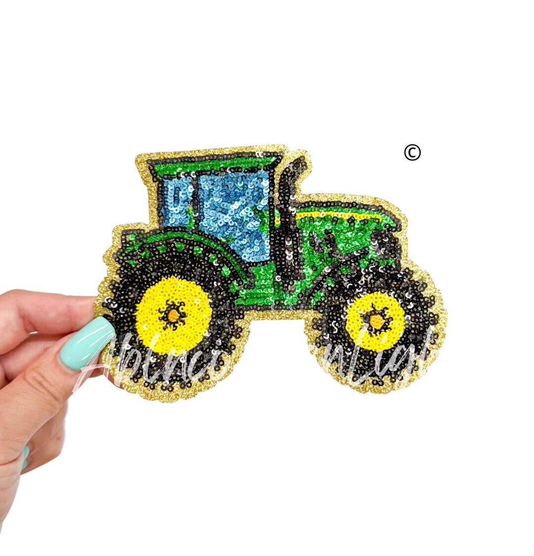 Sequin Tractor Patch, Green Tractor Patch, Trucker Hat Patch, Farmer Patch, Country Patch ...