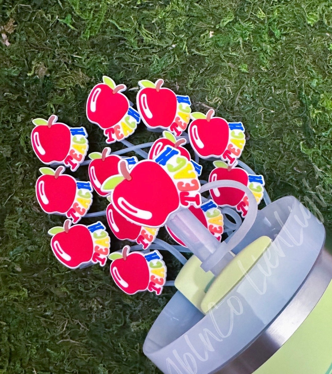 Straw Toppers, Teach Straw Topper, Apple Straw Topper, Teachers Cup ...