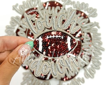 Touchdown Football Patch: Silver Game Day Applique (3") - Etsy