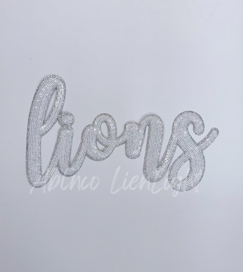 Sequin Lions Script Patch: Iron on Mascot Patch (12” X 7.1”) - Etsy