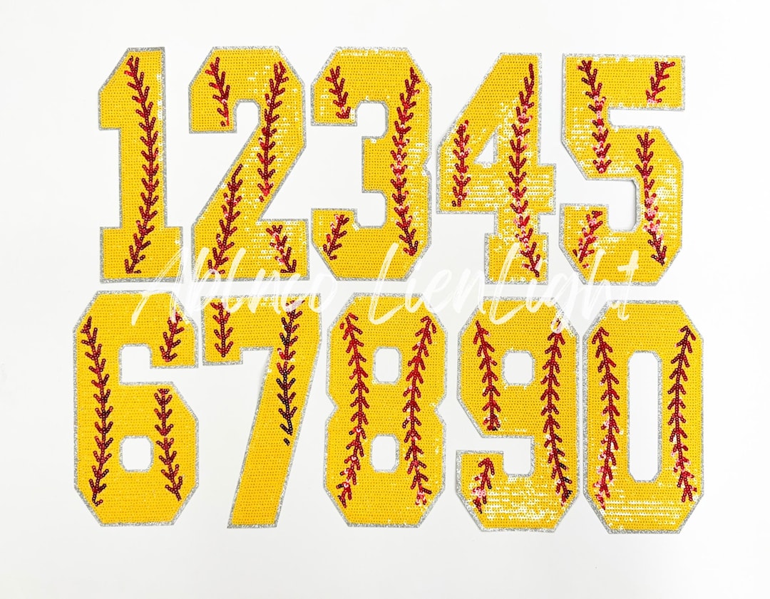 Softball Number Patch, Sequin Softball Number, Softball Patch, Sequin ...