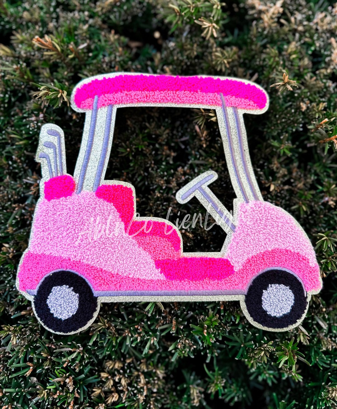 Golf Cart Patch Iron On, Preppy Pink Chenille Patch, Trendy Patch, Golf Shirts for Women, Pink ...
