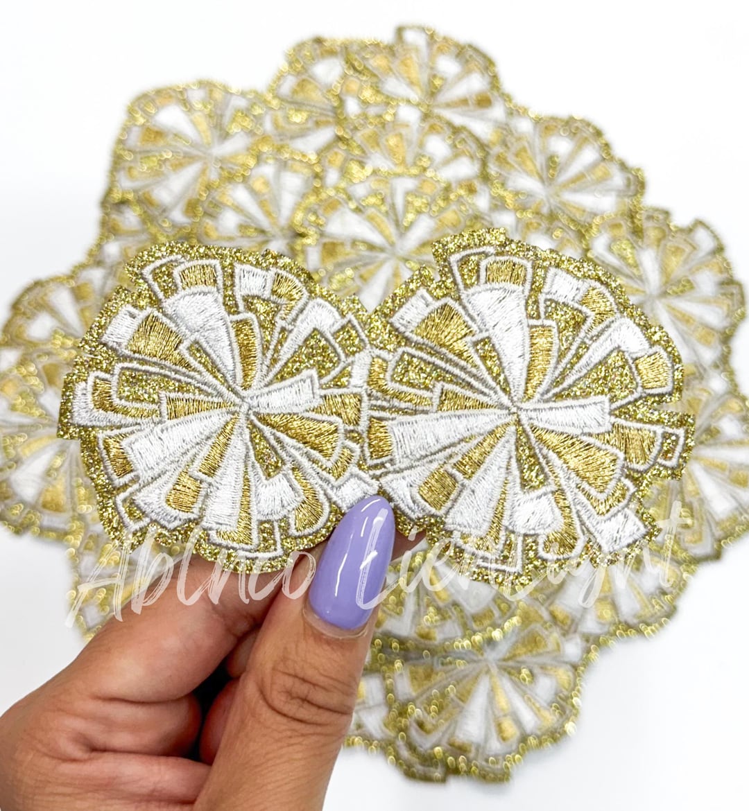 Gold Glitter Cheer Pom Pom Patch: Iron on Applique (3") - Etsy