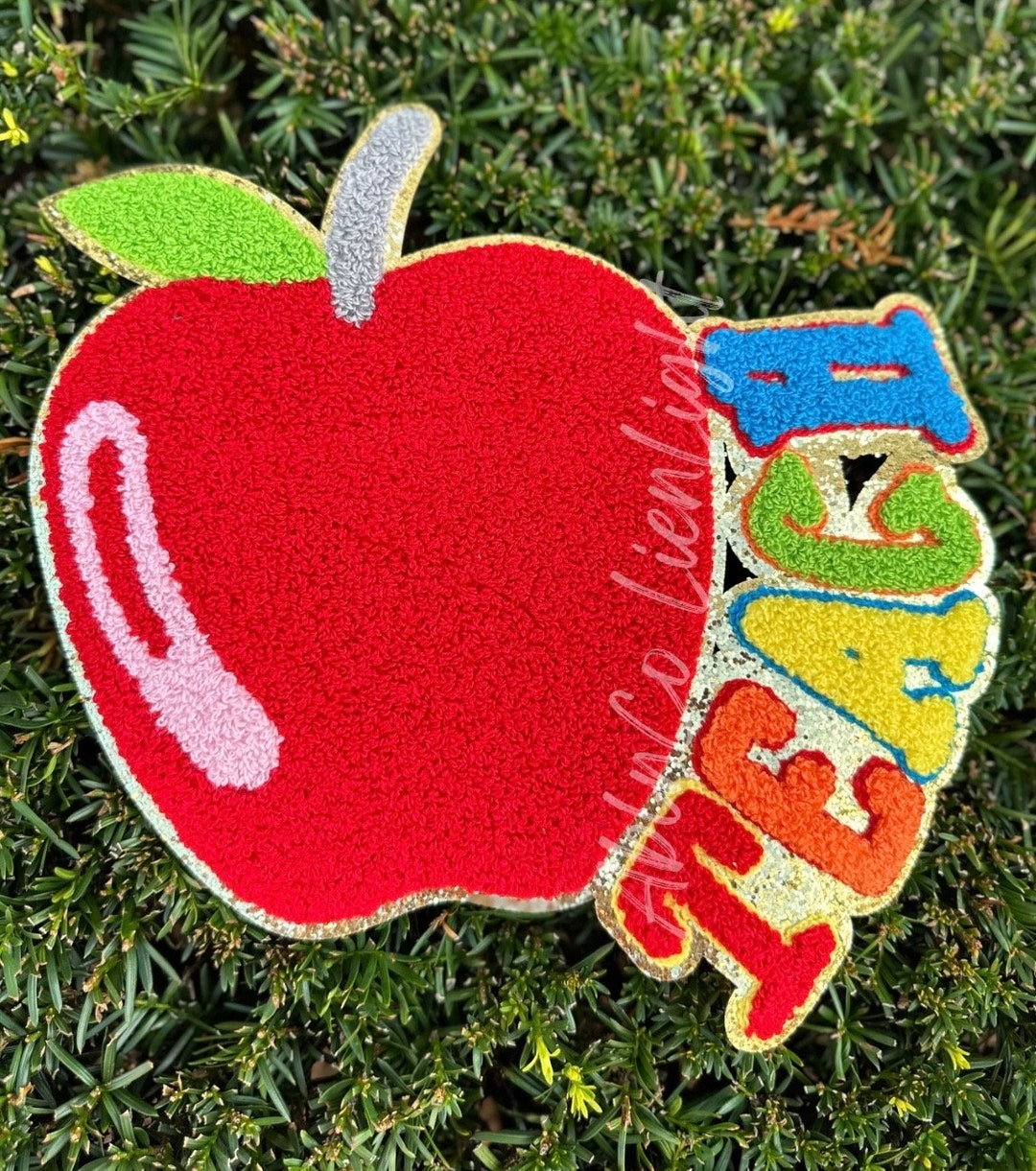 Teach Colorful Apple Chenille Patch, Apple Teacher Patch, Large ...