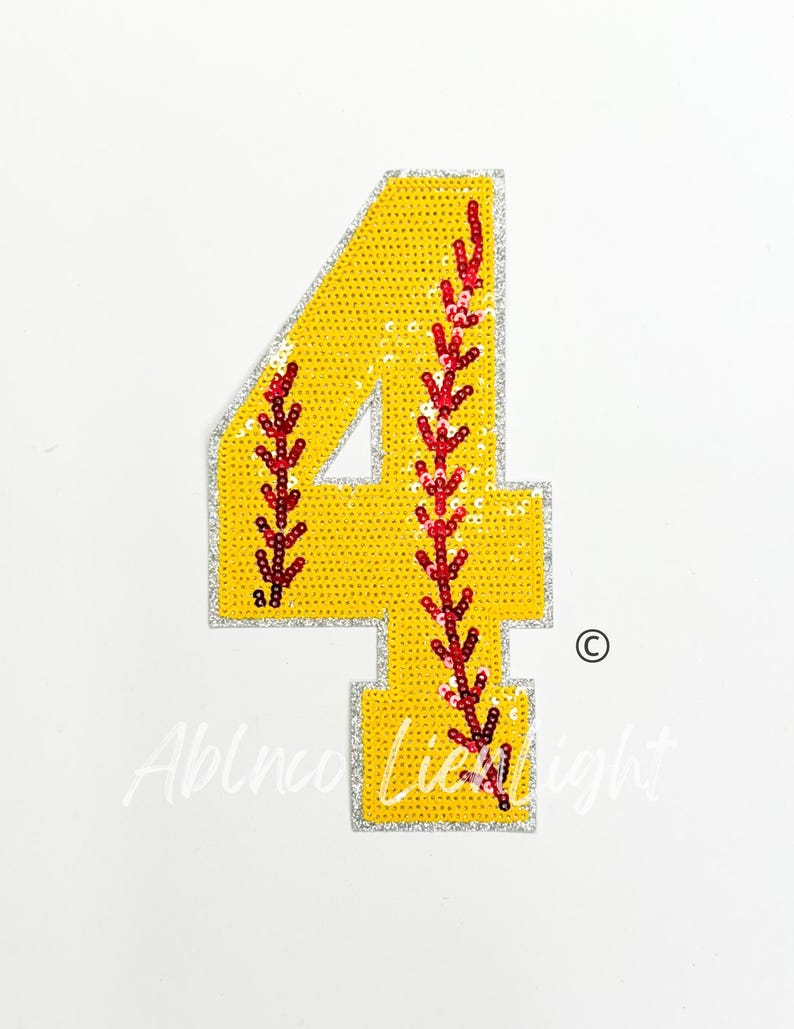 Sequin Softball Number Patch: Large Game Day Shirt Patch - Etsy
