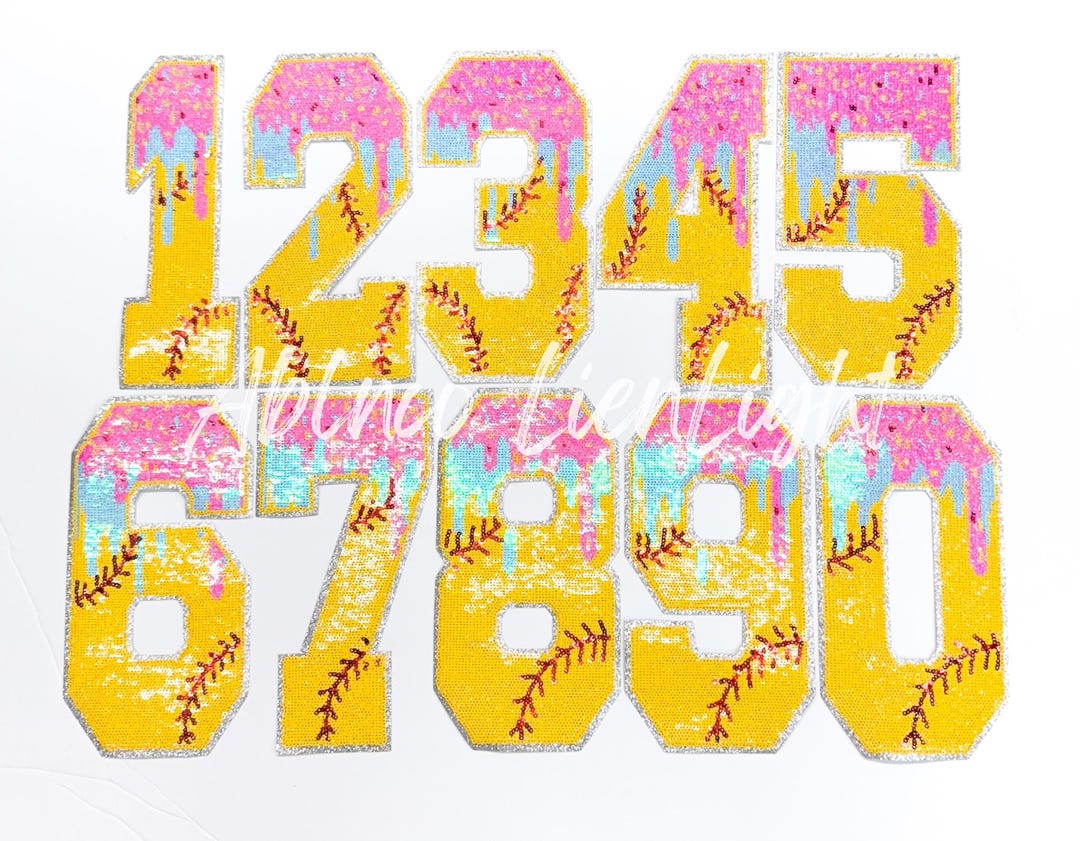 Softball Drip Patch, Drip Patches, Softball Number Patch, Sequin ...
