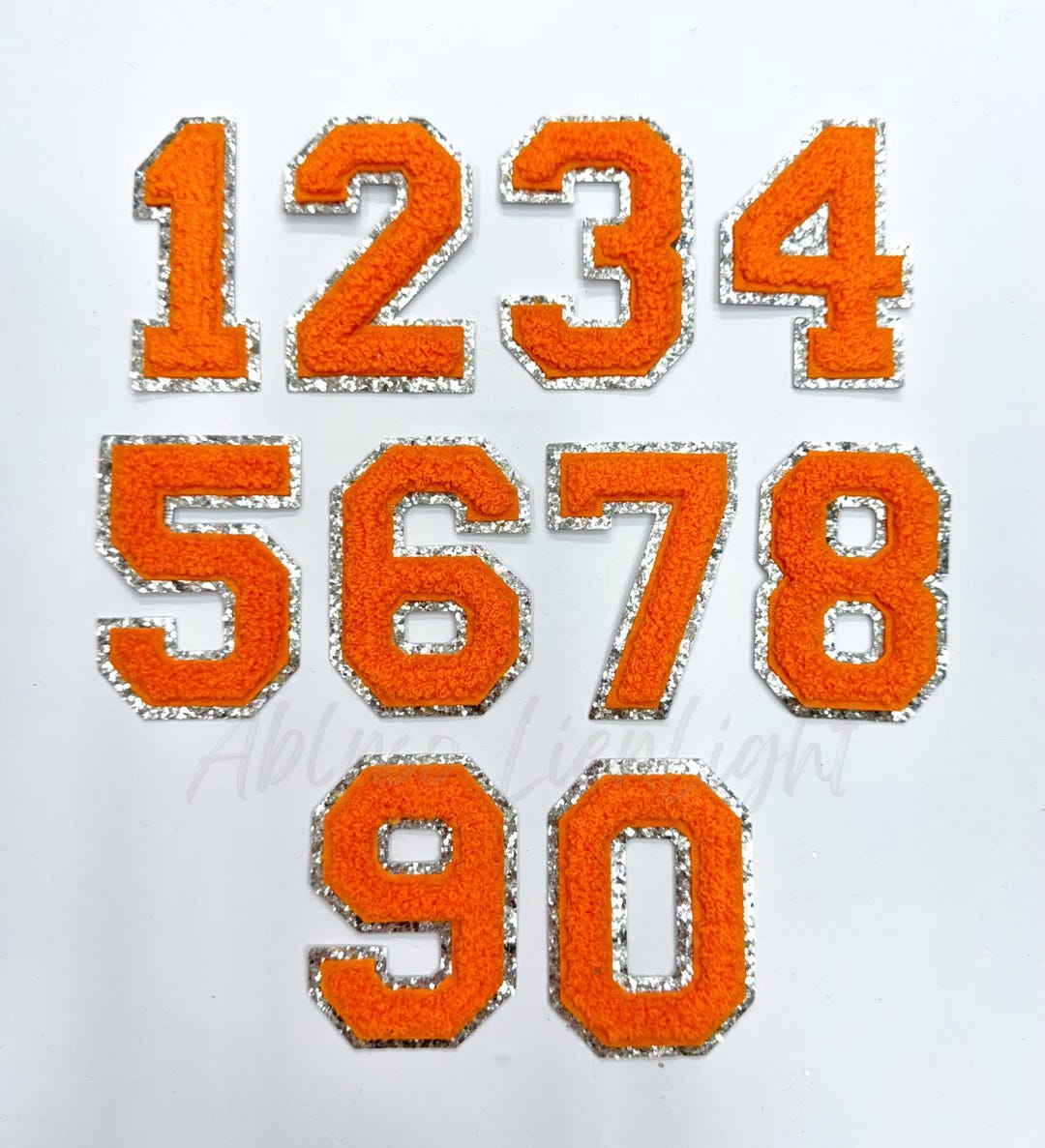 Orange Chenille Number Patch: Silver Glitter Iron-on Applique - Etsy