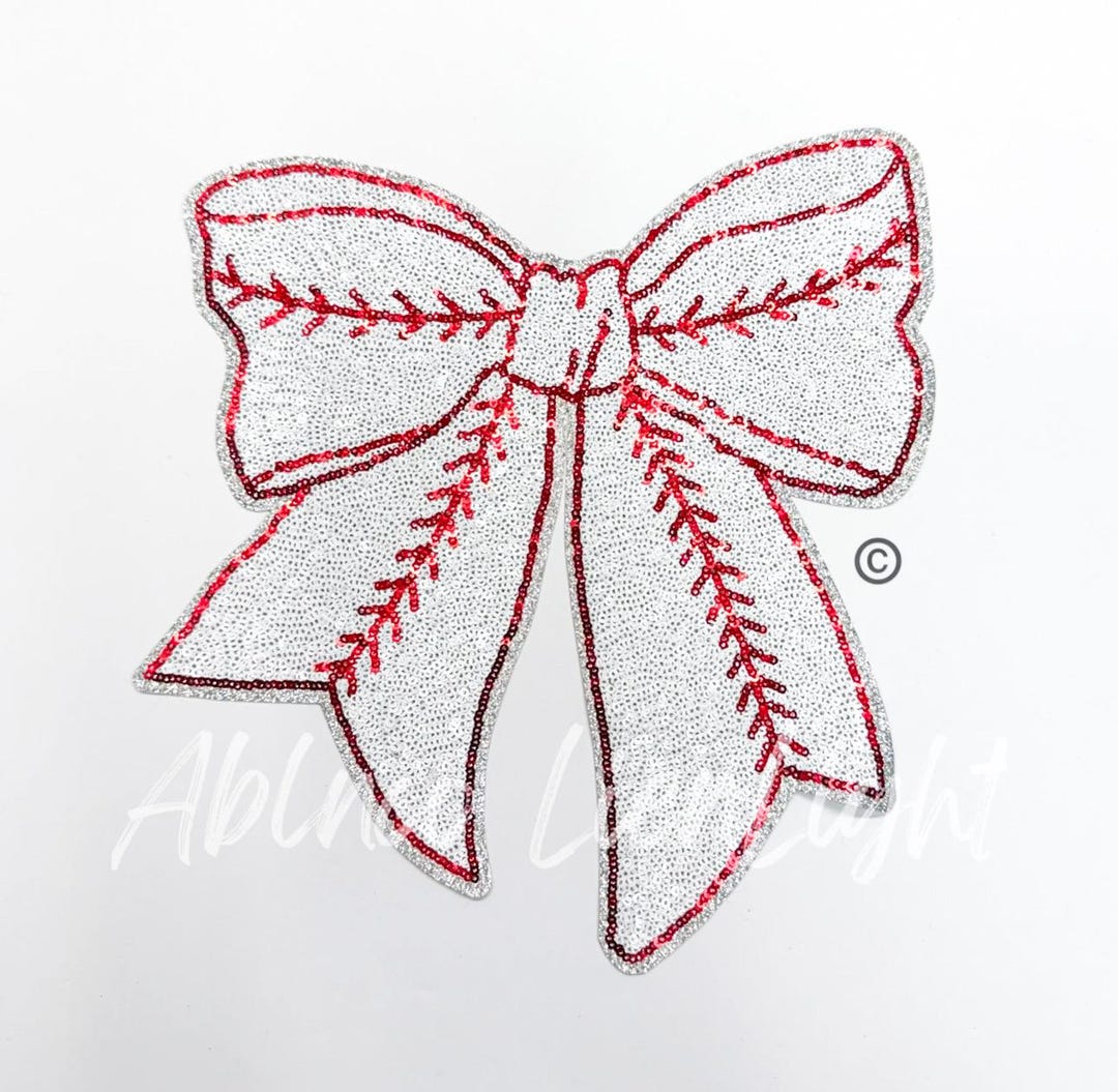 Baseball Patch, Baseball Bow Patch, Bow Patch, Sports Bow Patch, Game ...