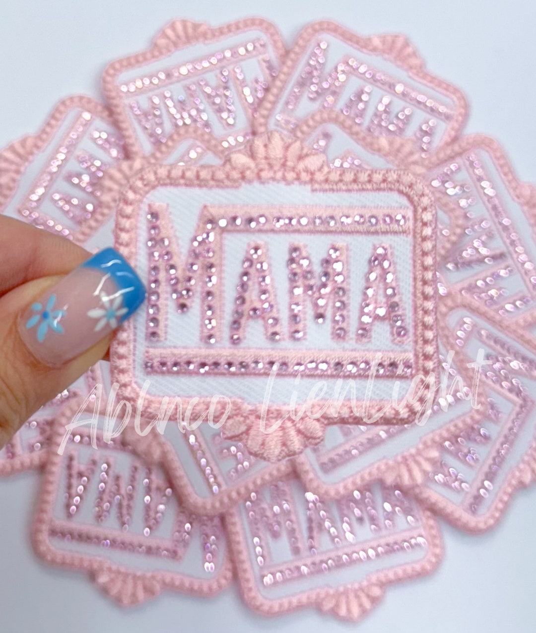 Pink Rhinestone Mama Patch: Iron-on Chenille Patch (2"x2") - Etsy
