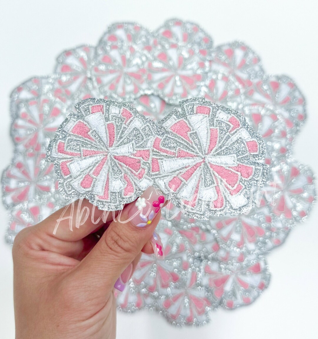 Cheer Pom Pom Patch, Pink Cheer Patch, Trucker Hat Patches, Iron on Patch, Cheer Patch, Game Day ...
