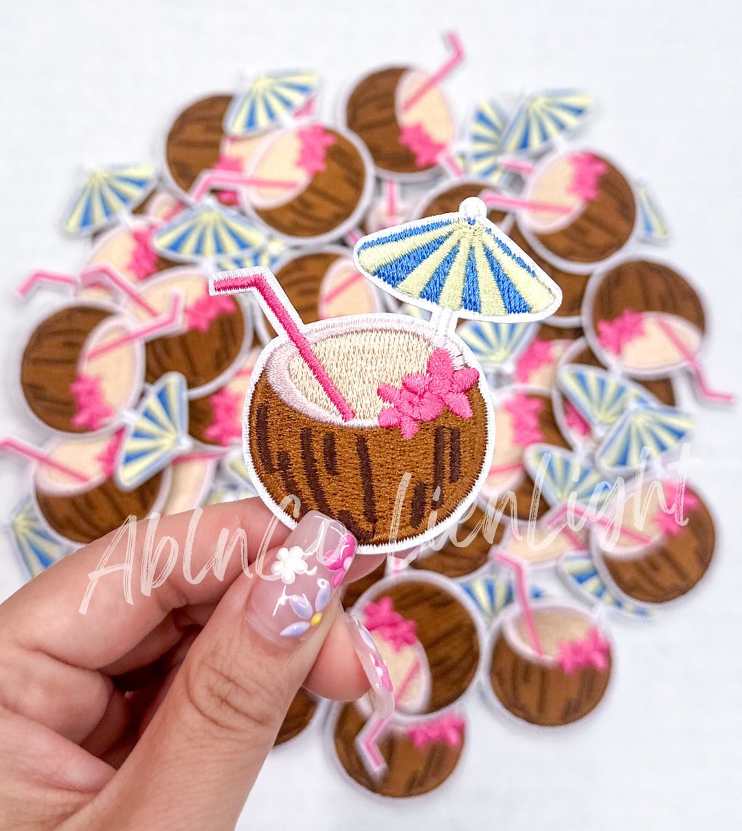 Coconut Drink Patch, Trucker Hat Patches, Summer Patch, Beach Patch ...