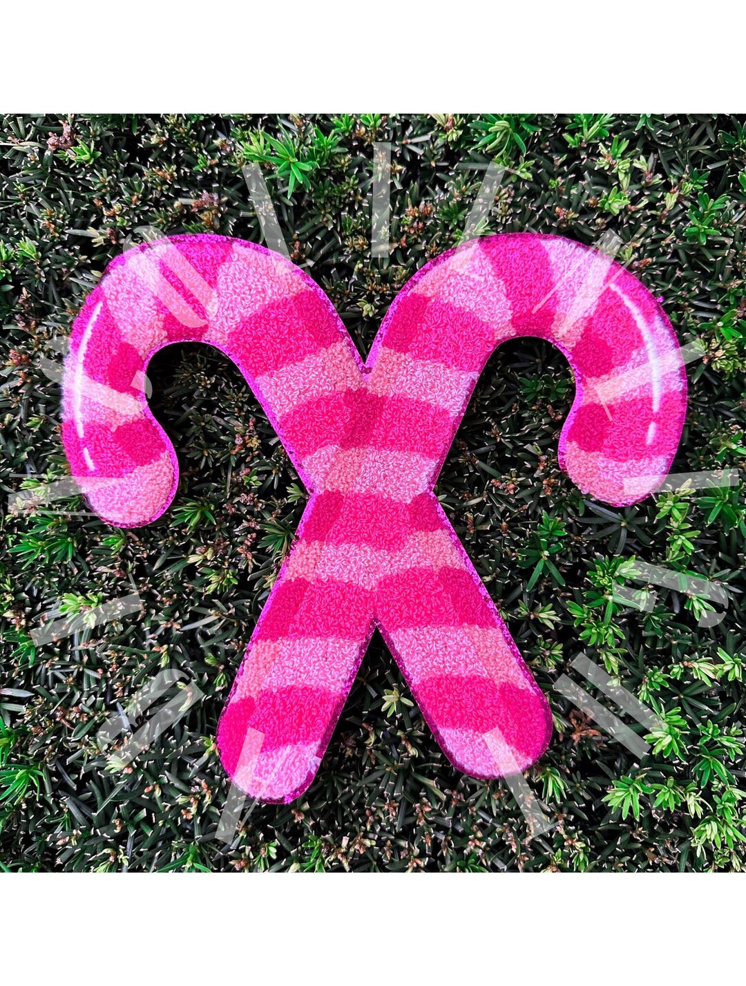 Chenille Candy Cane Patch: Pink Christmas Iron-on Applique - Etsy