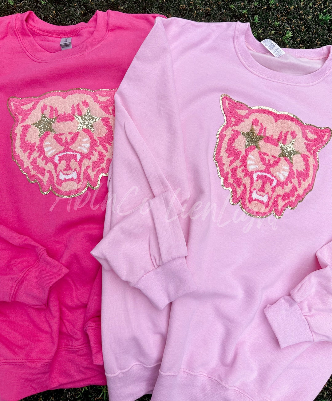 Pink Wildcat Mascot Patch Sweatshirt: Preppy Gameday Spirit Wear - Etsy