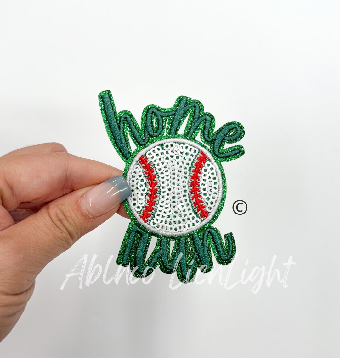 Sequins Baseball Patch, Green Baseball Patch, Home Run Patch, Game Day ...