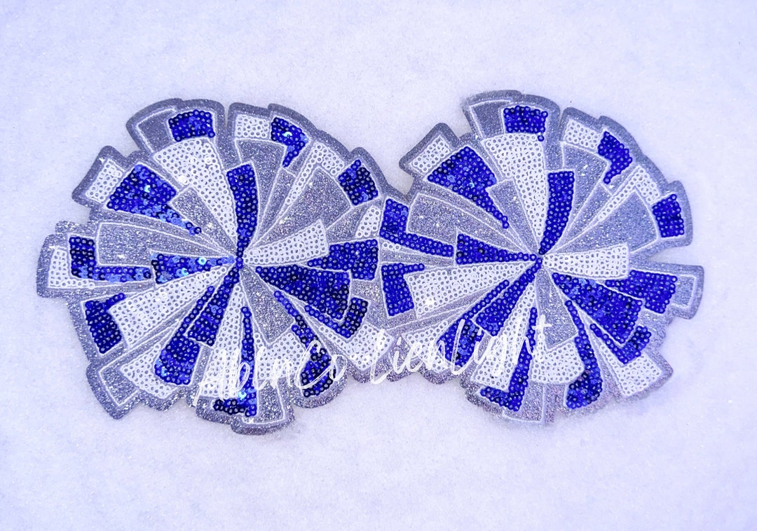 Cheer Patches, Cheer Pom Poms Sequin Chenille Patch Iron On, Royal Blue ...