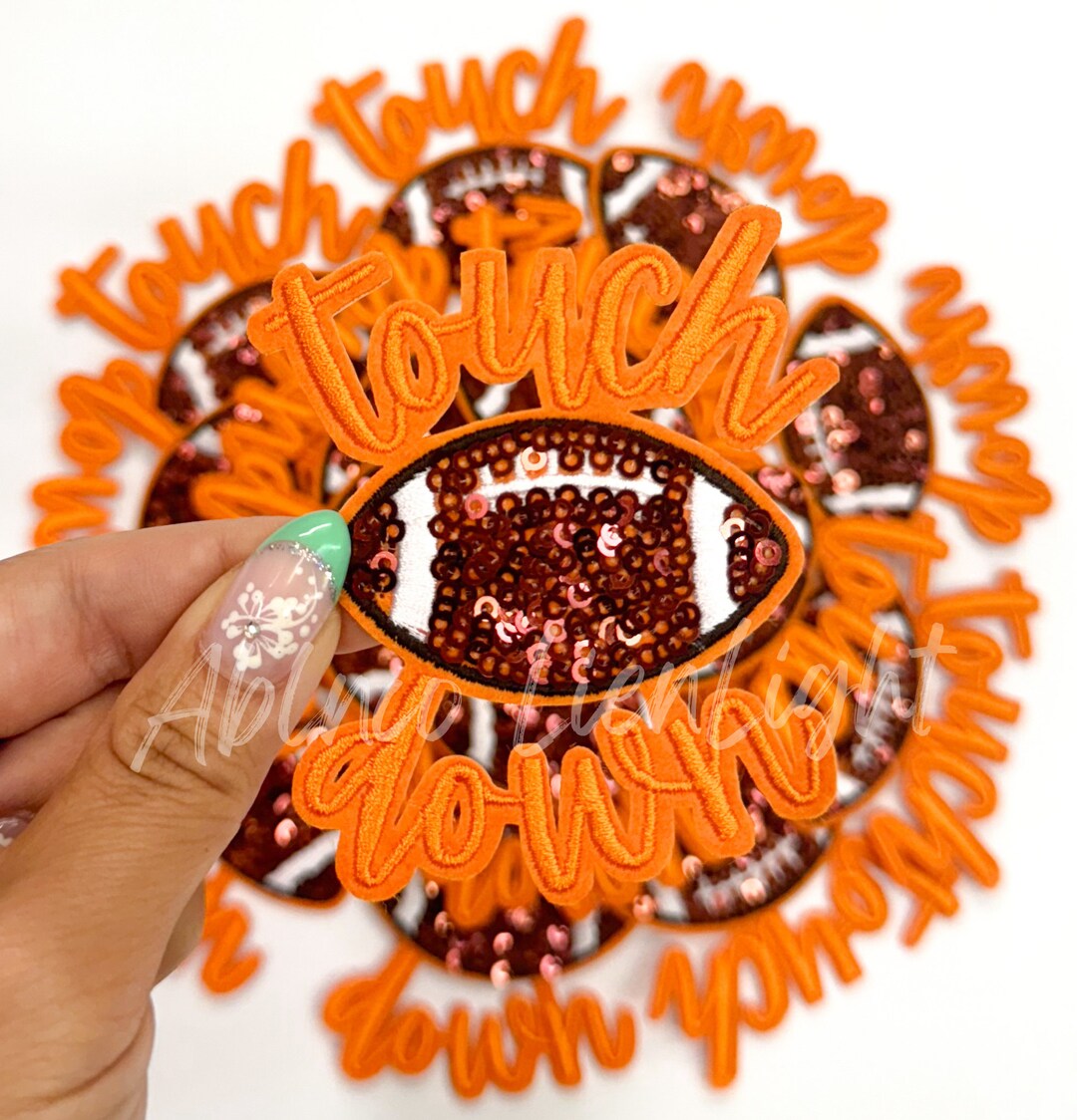 Orange Touchdown Football Patch: Chenille & Sequin Game Day Applique - Etsy