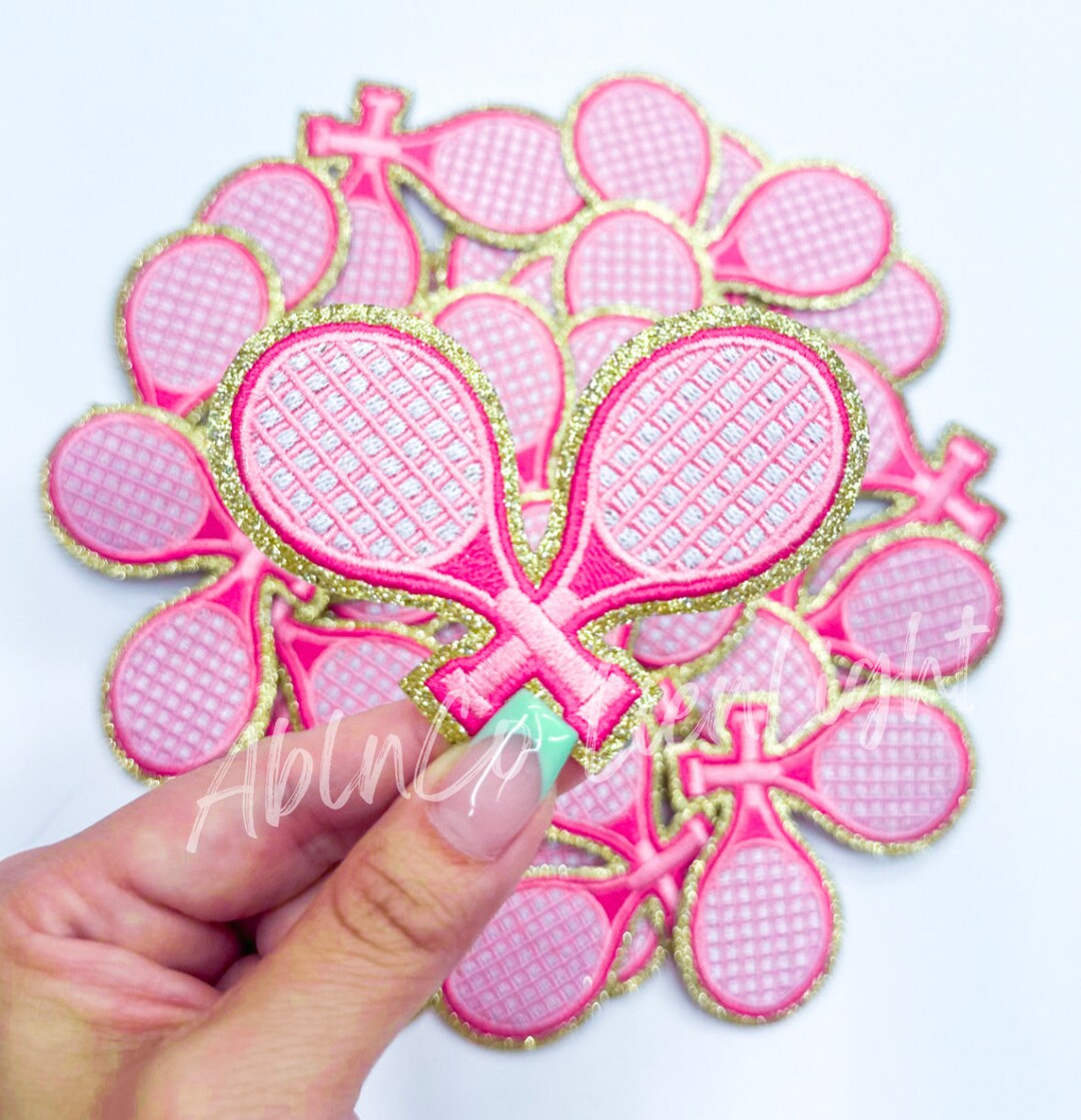 Pink Tennis Racket Iron on Patch: Preppy Embroidery Applique (3") - Etsy