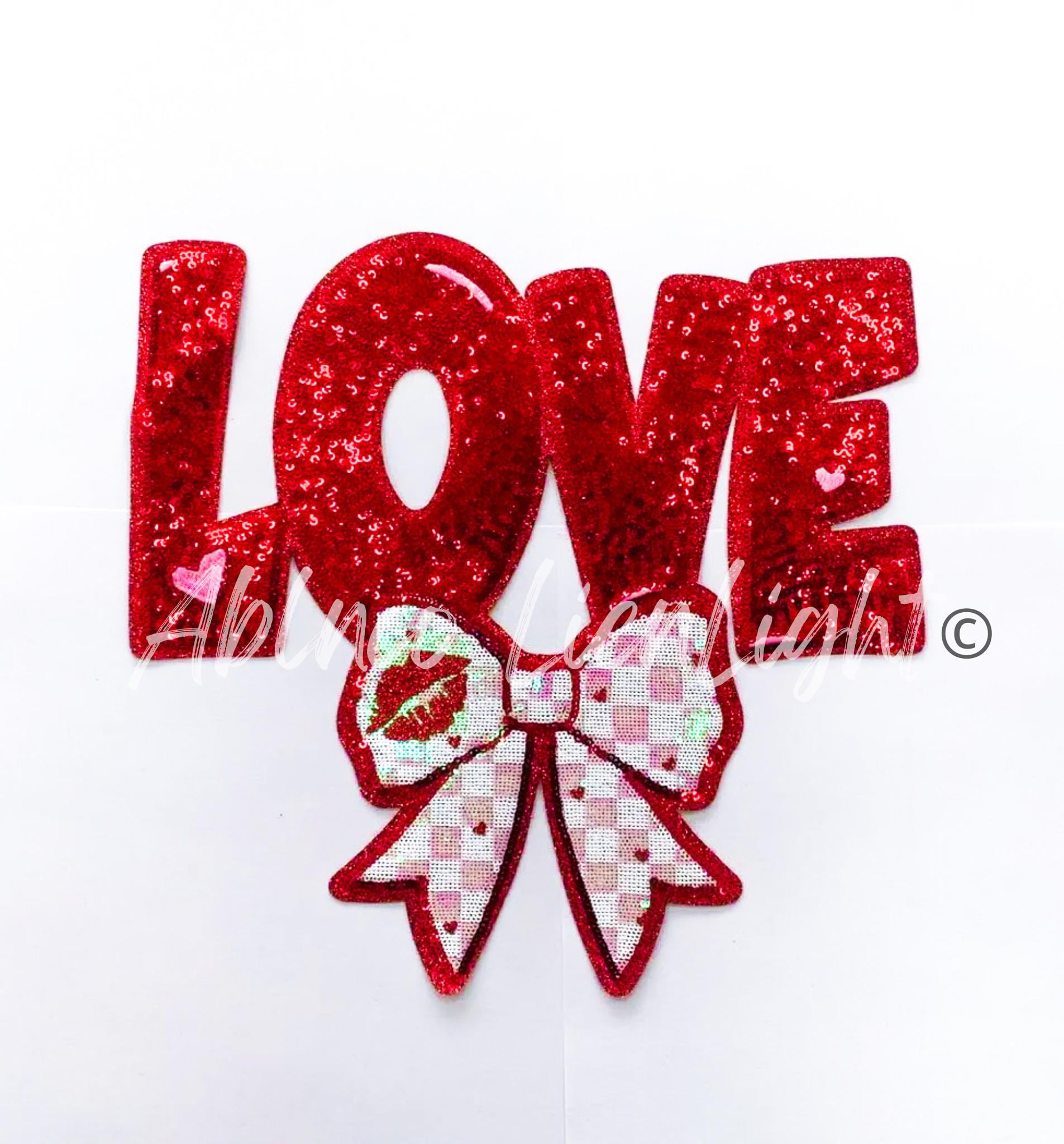 Love Sequin Patch: Chenille Bow, Valentine's Day Iron-on Patch - Etsy