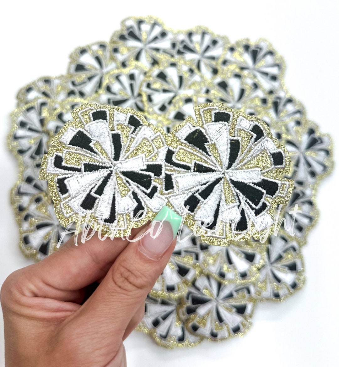 Trucker Hat Patches, Cheer Patch, Glitter Pom Pom Patch, Iron on Patch, Black Cheer Patch, Game ...
