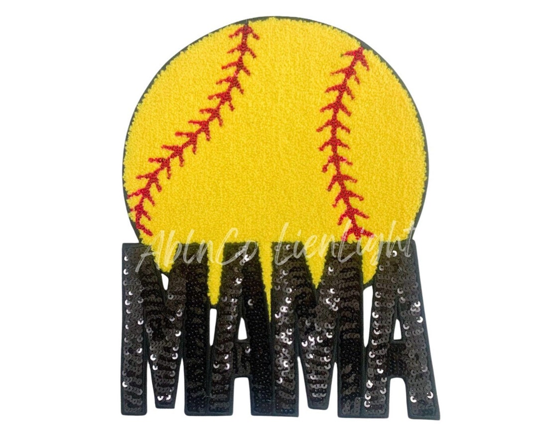 Softball Patch, Softball Mama Patch, Chenille Patch, Sequin Patch, Iron ...