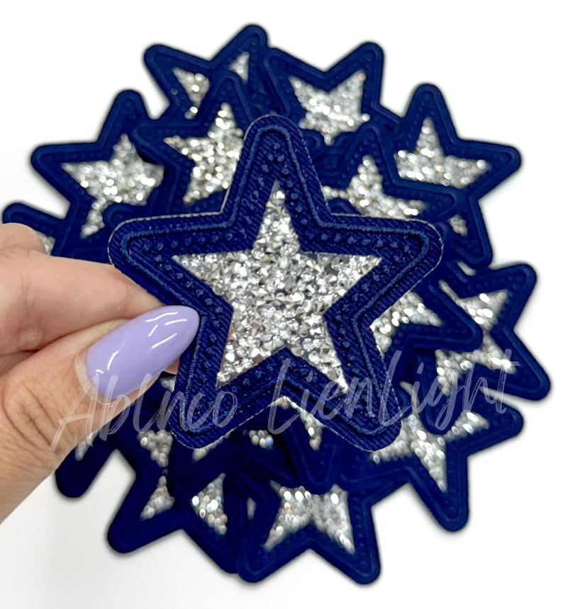 Navy Star Rhinestone Sequin Iron on Patch - 3" - Etsy