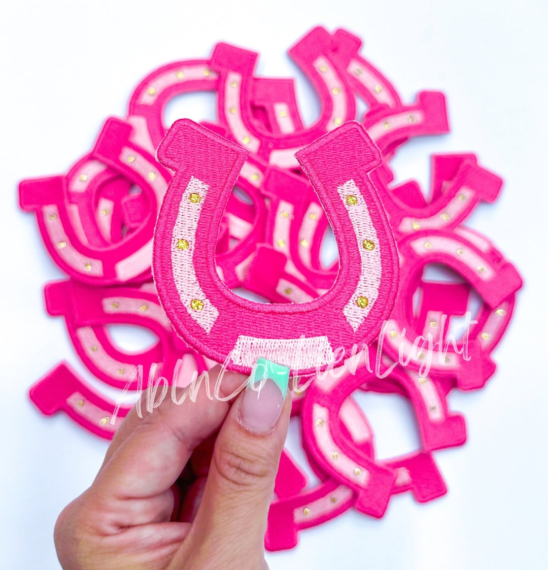 Pink Horseshoe Patch: Chenille Mascot Iron-on Patch - Etsy